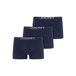 Boxer Jockey "Cotton Stretch", Damen, Gr. L, blau, Single Jersey, Obermaterial: 95% Baumwolle, 5% Elasthan, unifarben, Unterhosen, (3er Pack), atmungsaktiv, passgenauer Stretch