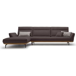 Ecksofa "CR.460 Designsofa mit erstklassigem Sitzkomfort", lila (purpurviolett, steingrau 044, 69), B:338cm H:103cm T:183cm, Chenille COCO (72% Polyester 15% Baumwolle 13% Polyacryl), CREATION BY ROLF BENZ, Sofas, Ecksofa, Sockel in Nussbaum, Winkelf&uuml;&szlig;e in Umbragrau, Breite 338 cm