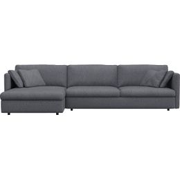Ecksofa FLEXLUX "Lovane", blau (navy blau), B:323cm H:84cm T:183cm, 62% Polyester/14% Cotton/7% Linen, Sofas, Ecksofa, Weich & anschmiegsam, gro&szlig;e Sitztiefe auf Kaltschaum, Dekokissen inkl.