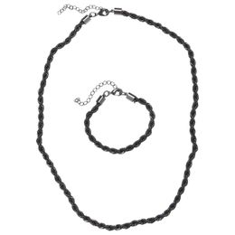 Edelstahlkette Urban Classics "Urban Classics Damen Charon Intertwine Necklace And Bracelet Set", gunmetal, Halsketten, Herren, onesize, Eisen, Edelstahlkette