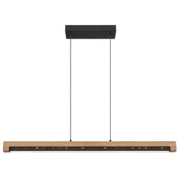Globo LIGHTING H&auml;ngeleuchte "STARLA", schwarz matt, 1, H: 120cm, 1 Stk., Leuchten, Wohnzimmerleuchte schwarz/Holz, LED 24W, Sterndekor, H&auml;ngeleuchte