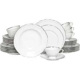 Kombiservice Creatable "Maria Theresia, Kombi-Service 30-tlg", silber (wei&szlig;, platinfarben), 30 Stk., Porzellan, Geschirr-Sets, Kombiservice, Traditionelle Porzellanform