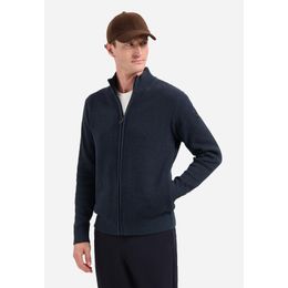 Stehkragenpullover NO EXCESS "NO EXCESS Schwere melierte Strickjacke", Herren, Gr. S, night, 55% Baumwolle, 25% Polyacryl, 15% Polyester, 5% Polyamid, Pullover Stehkragenpullover