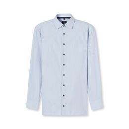 Businesshemd OLYMP "OLYMP Luxor 24/Seven, modern fit, New Kent", Herren, Gr. 42, Normaler Arm, bleu, 64% Baumwolle, 27% Polyester, 9% Elasthan, Hemden
