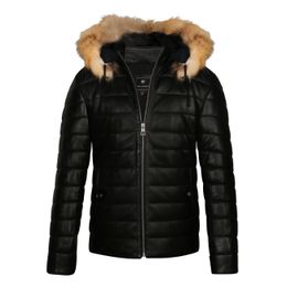 Lederjacke FELIX HARDY "Lederjacke mit Kapuze und Rei&szlig;verschluss", Herren, Gr. L, schwarz, 100% Lammleder, Jacken