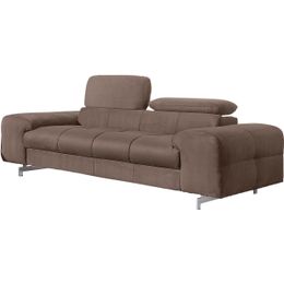 2-Sitzer COTTA "Chef", braun, B:196cm H:72cm T:105cm, Softlux-Kunstleder;NaturLeder (echtes Rindsleder);Luxus-Microfaser (100% Polyester), Sofas, Big-Sofa mit Kopfteilverstellung, edle Metallkufen