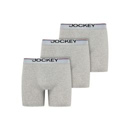 Langer Boxer Jockey "Cotton Stretch", Damen, Gr. L, grau heather, Single Jersey, Obermaterial: 95% Baumwolle, 5% Elasthan, unifarben, Unterhosen, (3er Pack), eng anliegend, hoher Tragekomfort