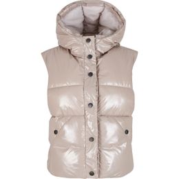 Steppweste Urban Classics "Urban Classics Ladies Recycled Shiny Puffer Vest with Hood", Damen, Gr. XS, duskrose, 100% Polyamid, Westen Steppweste