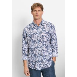 Langarmhemd OLYMP "OLYMP Casual, regular fit, Kent", Herren, Gr. L, Normaler Arm, marine, 100% Leinen, Hemden