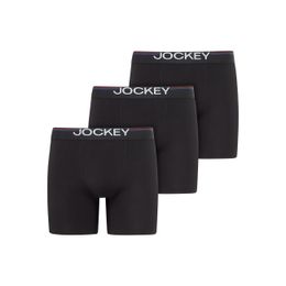 Langer Boxer Jockey "Cotton Stretch", Damen, Gr. M, schwarz, Single Jersey, Obermaterial: 95% Baumwolle, 5% Elasthan, unifarben, Unterhosen, (3er Pack), eng anliegend, hoher Tragekomfort