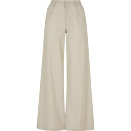 Stoffhose Urban Classics "Urban Classics Damen Ladies High Linen Mixed Wide Leg Pants", Damen, Gr. 32, Normalgr&ouml;&szlig;en, softseagrass, 55% Leinen, 45% Baumwolle, unifarben, loose fit, Hosen Stoffhose