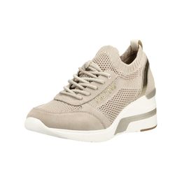 Sneaker Mustang Shoes "Mustang Shoes Sneaker Lederimitat/Textil", Herren, Gr. 38, beige, Lederimitat, Textil, Schuhe Sneaker