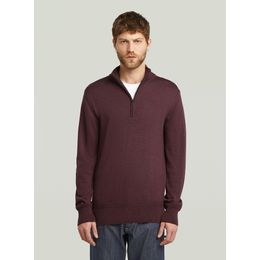 G-Star Raw Longpullover G-STAR "Premium Core Half Zip Knit", Herren, Gr. XXL, maroon, Obermaterial: 100% Wolle, Pullover Longpullover