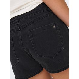 Jeansshorts Only "ONLLESLY REG LB DNM SKORT BJ NOOS", Damen, Gr. S, N-Gr, washed schwarz, Denim/Jeans, Obermaterial: 100% Baumwolle, unifarben, regular fit kurz, Jeans Jeansshorts, Baumwolle, Regular Waist, Hosenrock