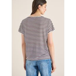 T-Shirt Cecil, Damen, Gr. XL (44), rich burgundy, Jersey, Obermaterial: 65% Viskose, 35% Polyester, gestreift, regular fit normal, U-Boot-Ausschnitt, Shirts T-Shirt, mit Streifen Muster