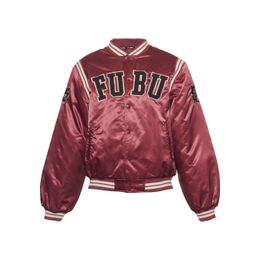 Bomberjacke Fubu "Fubu Herren FM233-001-2 Fubu College Satin Varsity Jacket", Herren, Gr. L, rot, schwarz, creme, 70% Polyester, 30% Wolle, mehrfarbig, normal, amerikanischer Ausschnitt, Jacken Bomberjacke