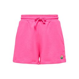 Sweatshorts Only "ONLMINNA SWEAT SHORTS CS SWT", Damen, Gr. L, N-Gr, knockout pink detail:Only badge, Sweatware, Obermaterial: 65% Polyester, 35% Baumwolle, unifarben, regular fit kurz, Hosen Sweatshorts, Materialmix, regular fit