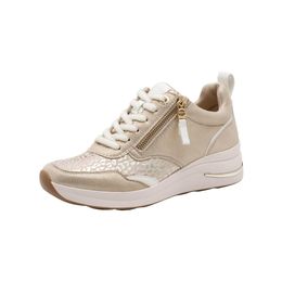 Sneaker Tamaris "Tamaris Sneaker Leder/Textil", Damen, Gr. 38, beige, wei&szlig;, Leder, Textil, Schuhe Sneaker