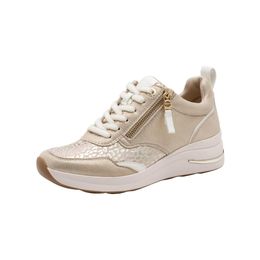 Sneaker Tamaris "Tamaris Sneaker Leder/Textil", Damen, Gr. 40, beige, wei&szlig;, Leder, Textil, Schuhe Sneaker