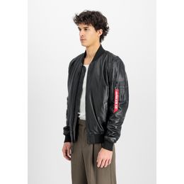 Lederjacke Alpha Industries "MA-1 Leather", Herren, Gr. L, schwarz, Obermaterial: 100% Leder; Futter: 100% Polyester; F&uuml;llung: 100% Polyester, Jacken