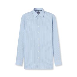 Businesshemd OLYMP "OLYMP Luxor 24/Seven, modern fit, New Kent", Herren, Gr. 40, Normaler Arm, bleu, 64% Baumwolle, 27% Polyester, 9% Elasthan, Hemden