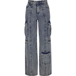 Cargohose Urban Classics "Urban Classics Ladies Loose Utility Denim Pants", Damen, Gr. 28, Normalgr&ouml;&szlig;en, dirty washed, 100% Baumwolle, unifarben, loose fit, Hosen Cargohose