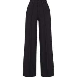 Stoffhose Urban Classics "Urban Classics Damen Ladies Wide Pleated Pants", Damen, Gr. 28, Normalgr&ouml;&szlig;en, schwarz, 77% Polyester, 17% Viskose, 6% Elasthan, unifarben, oversize, Hosen Stoffhose