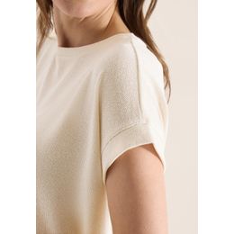 T-Shirt Cecil, Damen, Gr. S (38), macadamia beige, Jersey, Obermaterial: 60% Viskose, 40% Polyester, unifarben, regular fit normal, U-Boot-Ausschnitt, Shirts T-Shirt, mit seitlichen Schlitzen