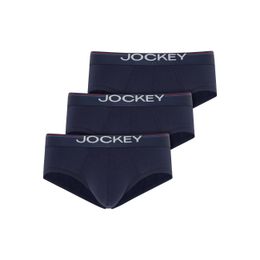 Slip Jockey "Cotton Stretch", Damen, Gr. L, blau, Single Jersey, Obermaterial: 95% Baumwolle, 5% Elasthan, unifarben, Unterhosen Slip, (3er Pack), eng anliegend, elastisch