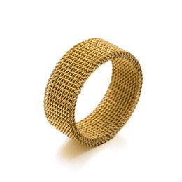 Fingerring "Schmuck Geschenk Edelstahl Damenring Ring Mesh-Optik" Gr. 58, gelbgoldfarben, ANISTON JEWELRY & WATCHES, Fingerringe, Damen, 58, Edelstahl, 8mm, Fingerring, Made in Germany