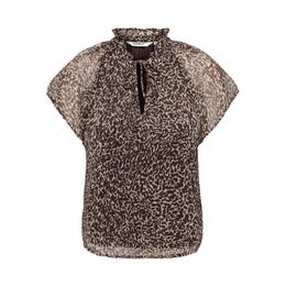 Chiffonbluse Only "ONLLERI-PENINNA S/S TIED NECK SHIRT WVN", Damen, Gr. XS, chocolate martini aop:leo cow dreams, Web, Obermaterial: 100% Polyester, bedruckt, regular fit normal, Blusen Chiffonbluse, Polyester, regular fit