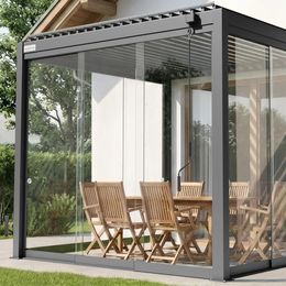 Glasschiebet&uuml;ren f&uuml;r Pergola | 3 m, anthrazit