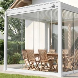 Glasschiebet&uuml;ren f&uuml;r Pergola | 3 m, wei&szlig;