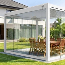 Glasschiebet&uuml;ren f&uuml;r Pergola | 4 m, wei&szlig;