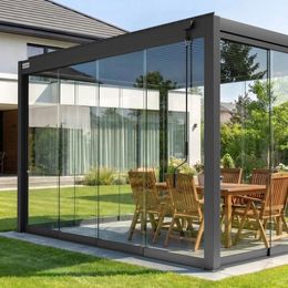 Glasschiebet&uuml;ren f&uuml;r Pergola | 4 m, anthrazit