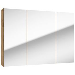 P & B Spiegelschrank, Erle, Glas, 4 F&auml;cher, 85x60x15 cm, Soft-Close-System, Badezimmer, Badezimmerspiegel, Spiegelschr&auml;nke