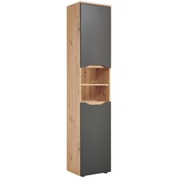 P & B Hochschrank, Anthrazit, Holzwerkstoff, 3 F&auml;cher, 40x190x32 cm, stehend, Badezimmer, Badezimmerschr&auml;nke, Hochschr&auml;nke
