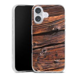 DeinDesign iPhone 16 Plus Handy Silikon H&uuml;lle Case transparent Handyh&uuml;lle Wood Wooden Look Beams Silikon Case