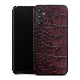 DeinDesign Galaxy A34 5G Handy Slim Case extra d&uuml;nn Silikon Handyh&uuml;lle schwarz H&uuml;lle Leather Crocodile Animal Print Silikon Slim Case