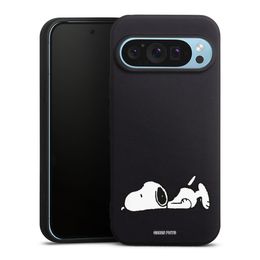 DeinDesign Google Pixel 9 Pro XL Handy Premium Silikon H&uuml;lle Handyh&uuml;lle schwarz Case Official Licensed Product Snoopy Peanuts Silikon Premium Case