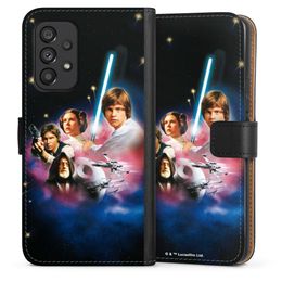 DeinDesign Galaxy A53 5G Handy Klapph&uuml;lle Handyh&uuml;lle aus Kunst Leder schwarz Flip Case Star Wars Merchandise Lightsaber Sideflip mit langer Lasche