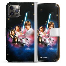 DeinDesign iPhone 12 Pro Max Handy Klapph&uuml;lle Handyh&uuml;lle aus Kunst Leder wei&szlig; Flip Case Star Wars Lightsaber Merchandise Sideflip mit Lasche