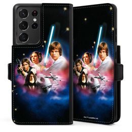 DeinDesign Galaxy S21 Ultra 5G Handy Klapph&uuml;lle Handyh&uuml;lle aus Kunst Leder schwarz Flip Case Star Wars Lightsaber Merchandise Sideflip mit Lasche