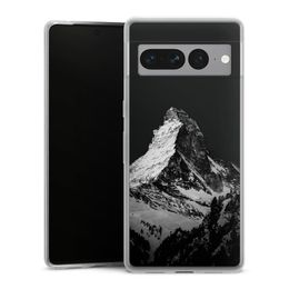 DeinDesign Google Pixel 7 Pro Handy Slim Case Silikon Handyh&uuml;lle transparent H&uuml;lle extra d&uuml;nn Snow Mountain Mountain Top Silikon Slim Case