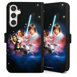 DeinDesign Galaxy S24 FE 5G Handy Klapph&uuml;lle Handyh&uuml;lle aus Kunst Leder schwarz Flip Case Star Wars Lightsaber Merchandise Sideflip mit Lasche