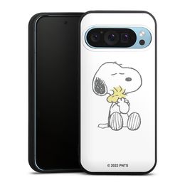 DeinDesign Google Pixel 9 Pro XL Handy Premium Silikon H&uuml;lle Handyh&uuml;lle schwarz Case Snoopy Love Peanuts Silikon Premium Case