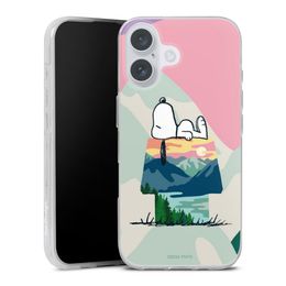 DeinDesign iPhone 16 Plus Handy Silikon H&uuml;lle Case transparent Handyh&uuml;lle Official Licensed Product Peanuts Snoopy Silikon Case
