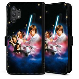 DeinDesign Galaxy A32 5G Handy Klapph&uuml;lle Handyh&uuml;lle aus Kunst Leder schwarz Flip Case Lightsaber Star Wars Merchandise Sideflip mit langer Lasche