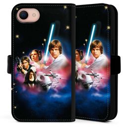 DeinDesign iPhone 16e Handy Klapph&uuml;lle Handyh&uuml;lle aus Kunst Leder schwarz Flip Case Star Wars Lightsaber Merchandise Sideflip mit Lasche