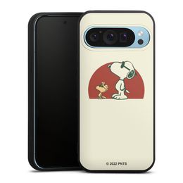DeinDesign Google Pixel 9 Pro XL Handy Premium Silikon H&uuml;lle Handyh&uuml;lle schwarz Case Snoopy Official Licensed Product Kindheit Silikon Premium Case